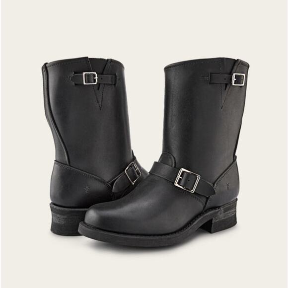 Frye | Shoes | Frye Black Engineer Leather Riding Moto Vintage Boots ...